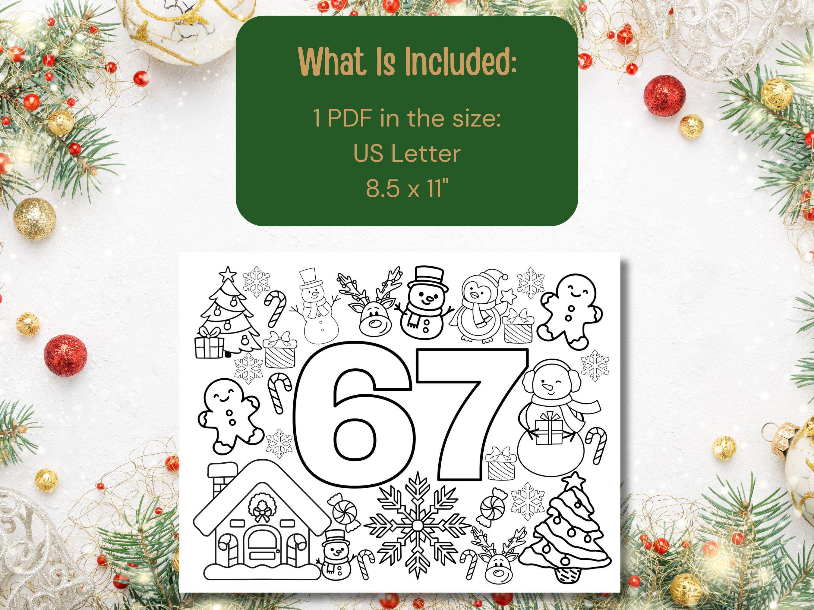 6-7 Christmas Coloring Sheet, PRINTABLE, Winter 67 Coloring Page, Six ...
