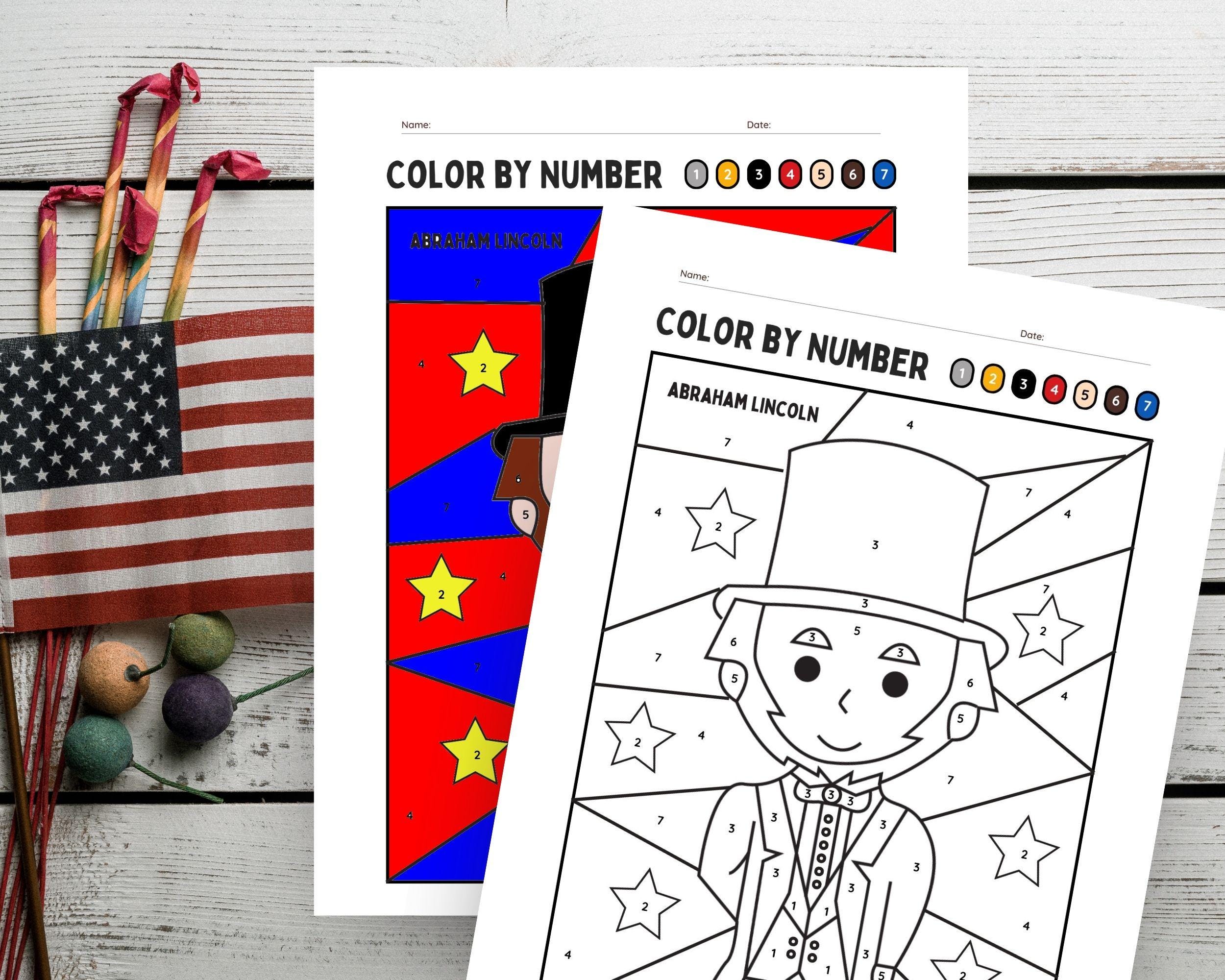 Presidents' Day Color by Number Pages, Classroom Activity, 2026 ...