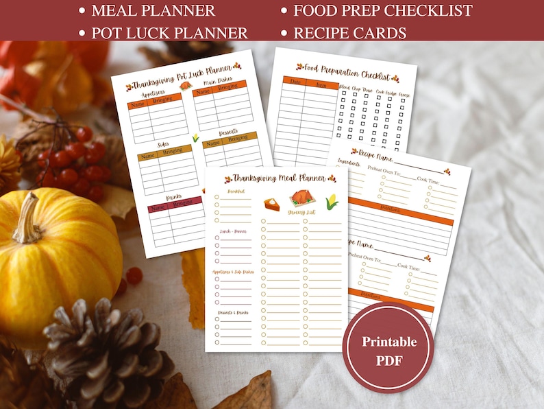 Thanksgiving Planner Bundle, Holiday Meal & Event Organizer, Printable ...