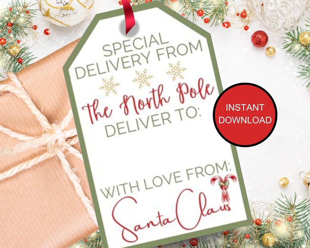 Santa Gift Tags, PRINTABLE, Special Delivery From Santa Tag, Santa Tags ...
