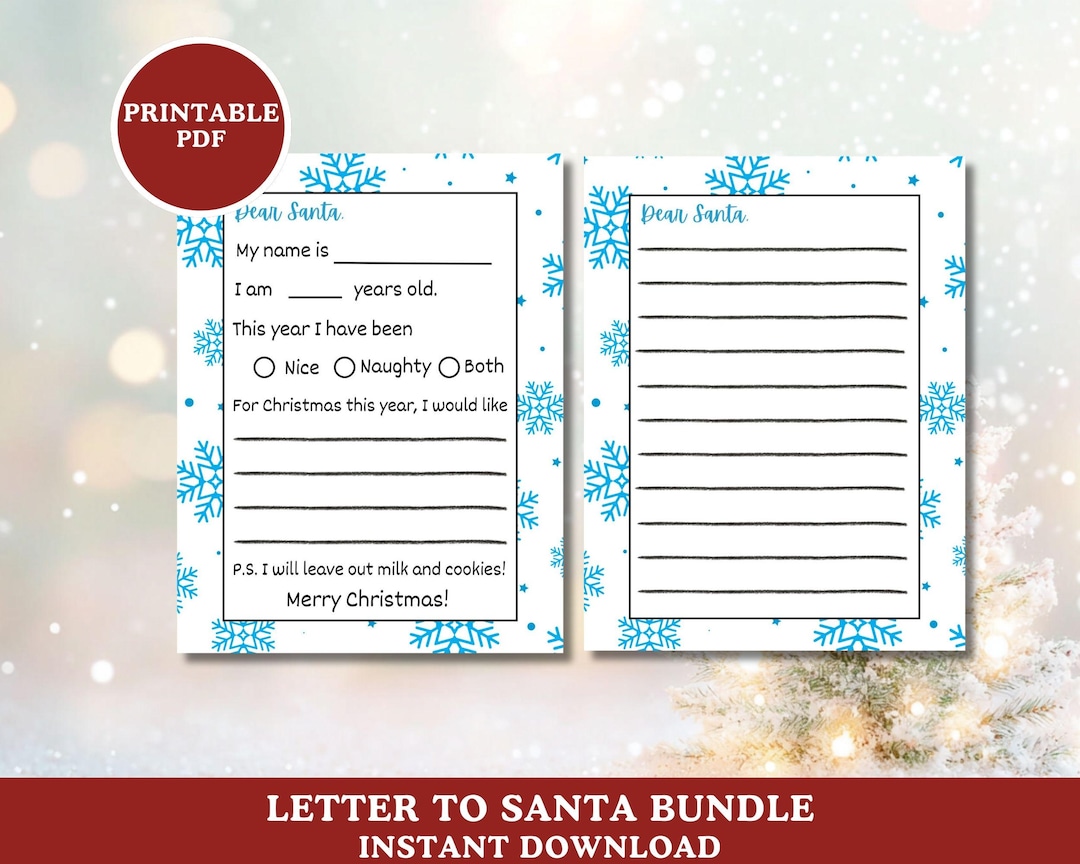 Letter to Santa Bundle, PRINTABLE Santa Letter, Kids Christmas Writing ...