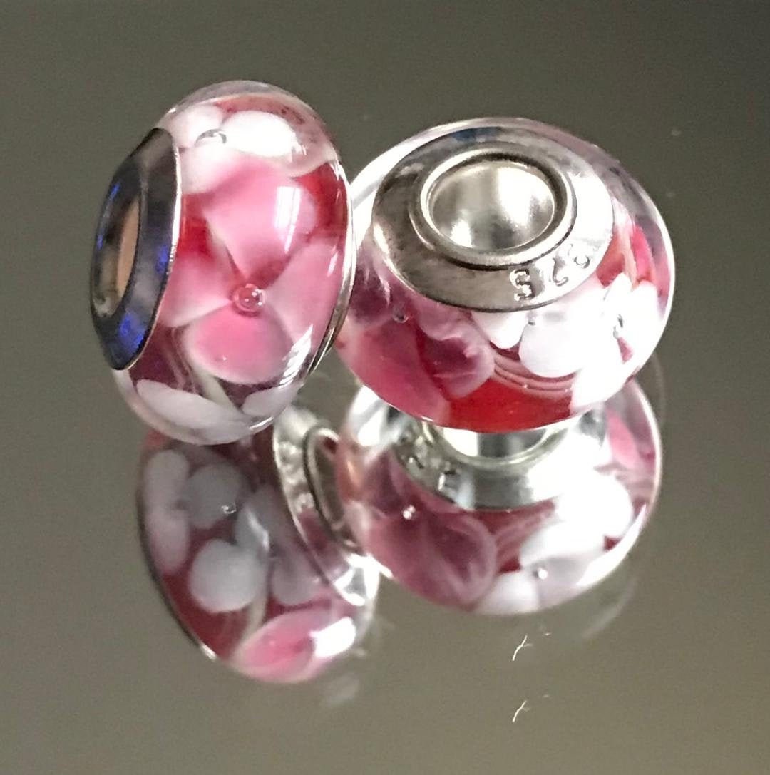 European Style Murano Glass Bead Silver Plated Core Red - Etsy