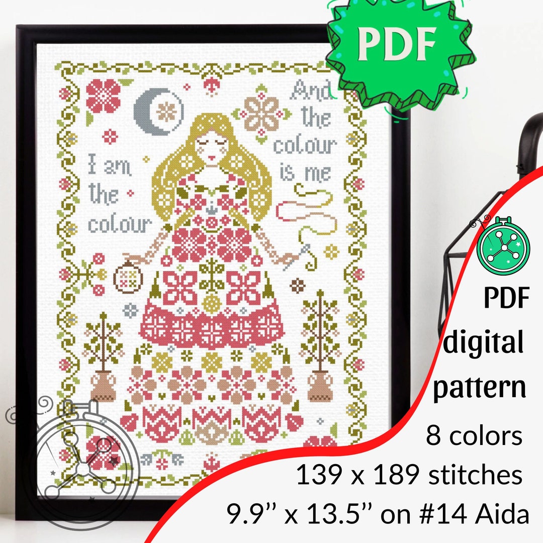 Spring Goddess Cross Stitch Pattern // I Am the Colour Primitive Cross ...