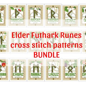Elder Futhark Runes Cross Stitch Patterns Bundle Norse Skandinavian ...