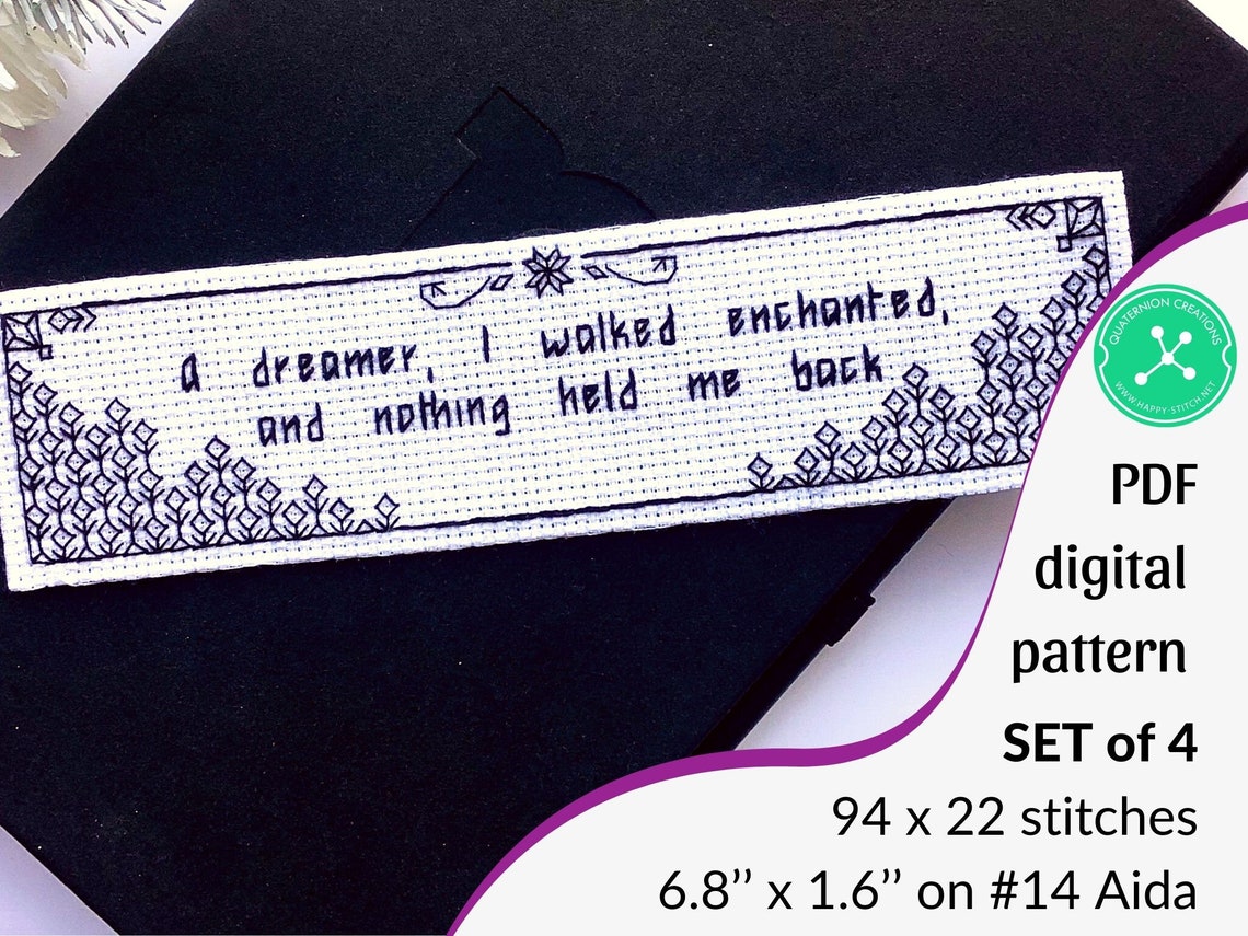 Gothic Blackwork Bookmarks Pattern Set of 4 // Gothic Prose - Etsy