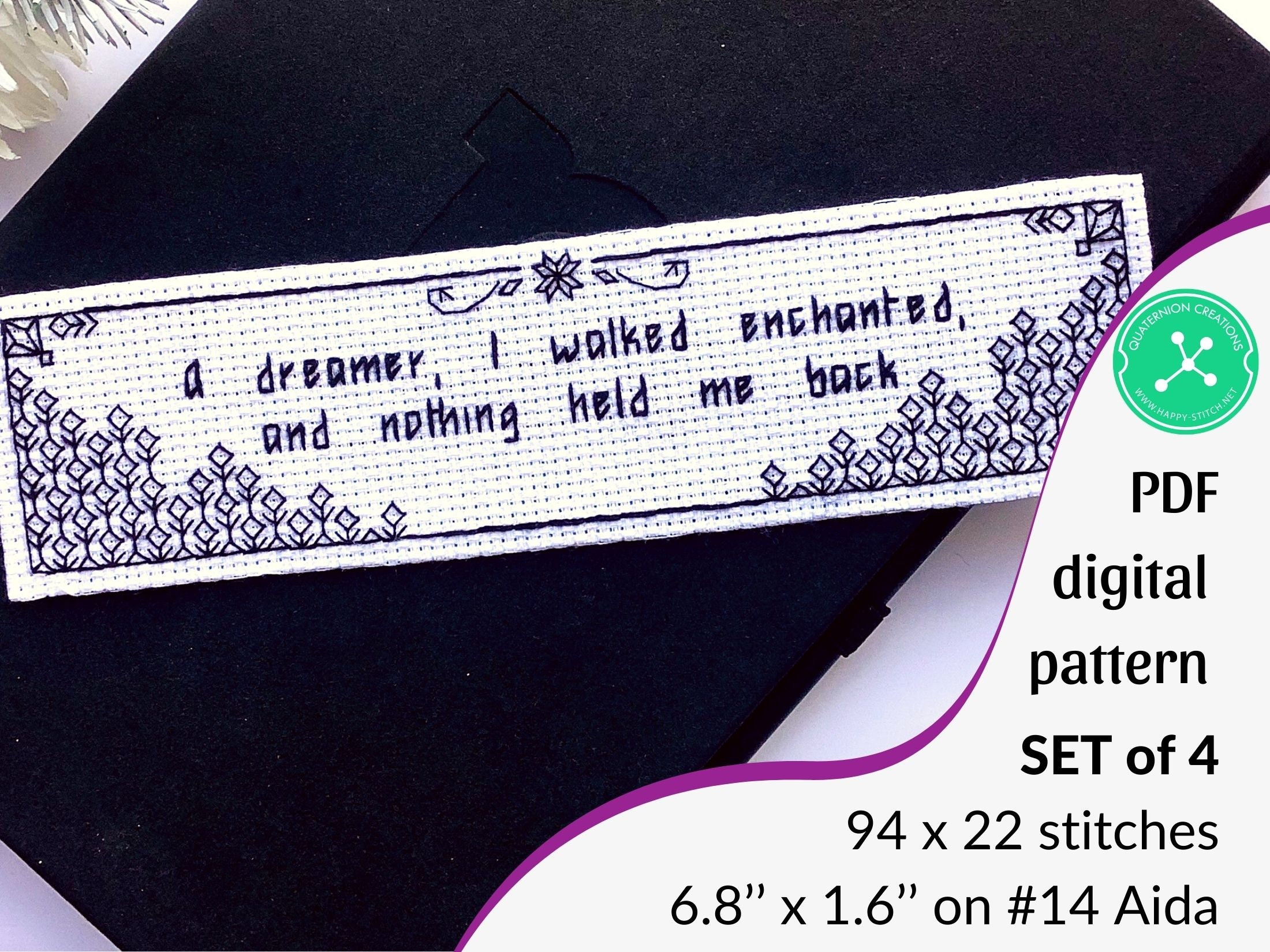 Gothic Blackwork Bookmarks Pattern Set of 4 // Gothic Prose - Etsy