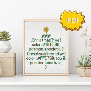 Christmas Tree in CSS Code Cross Stitch Pattern Nerdy Cross | Etsy