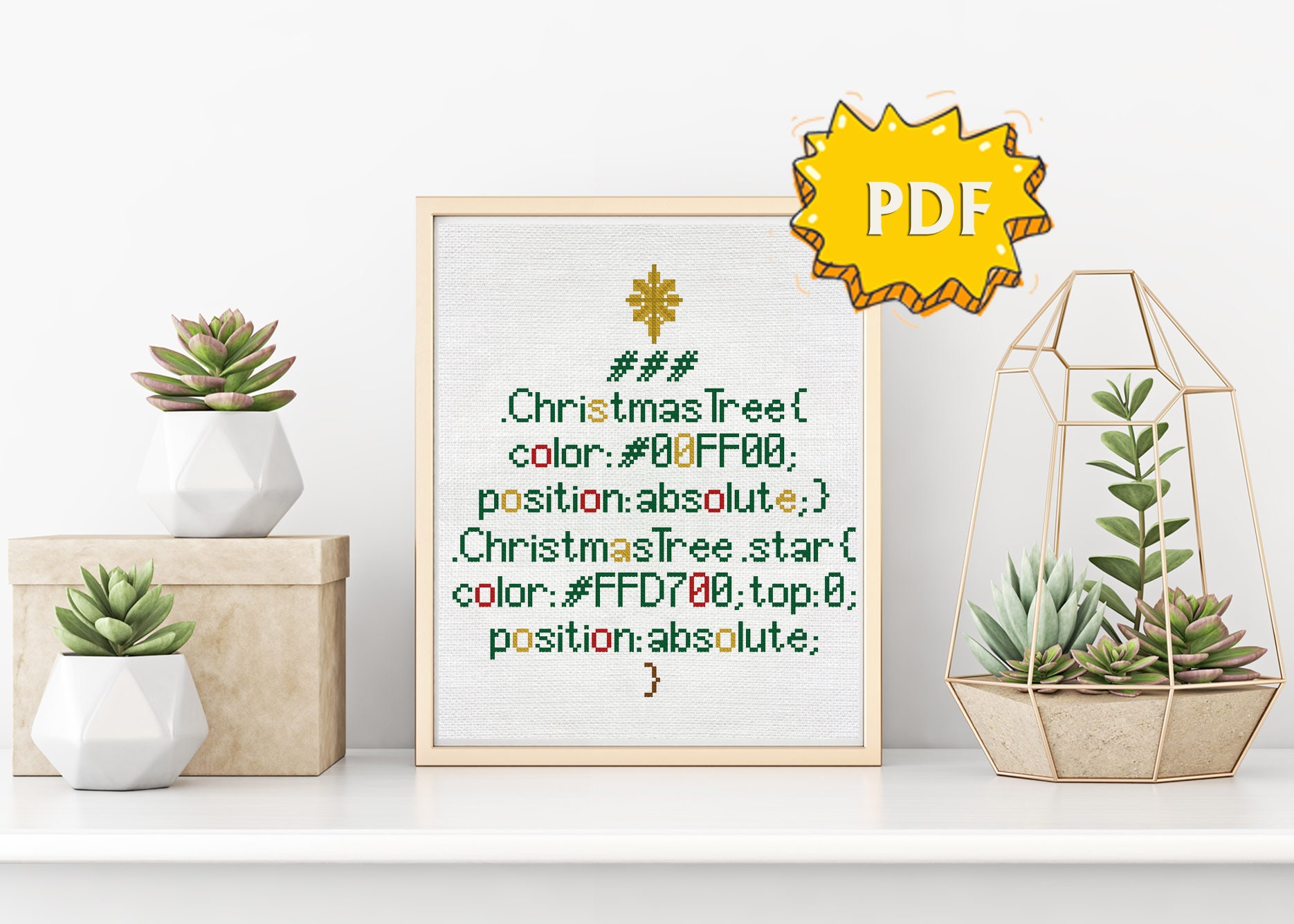 Christmas Tree in CSS Code Cross Stitch Pattern Nerdy Cross - Etsy