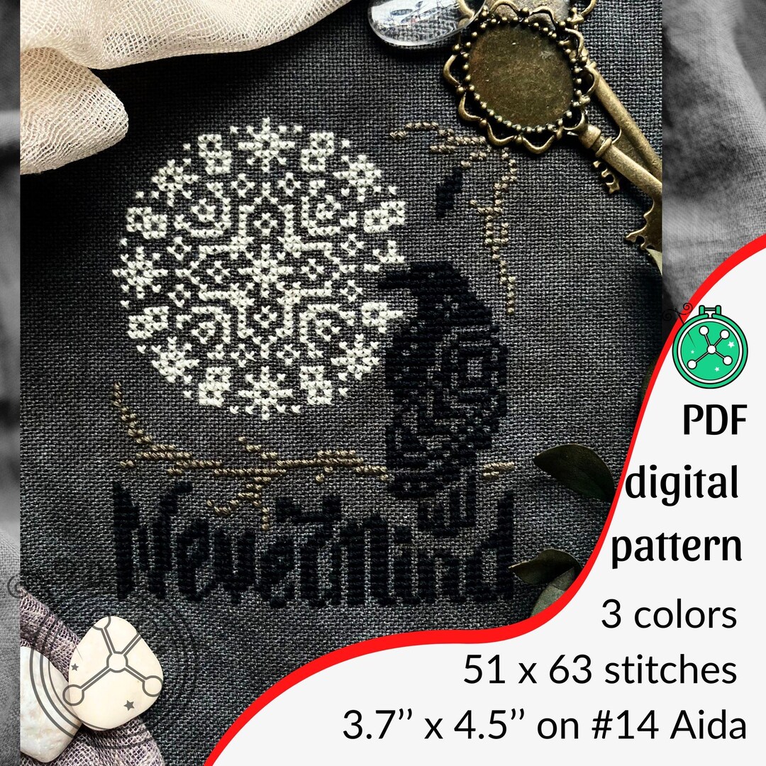 Nevermind Raven Cross Stitch Pattern: Snarky Poe Inspired Design (PDF ...