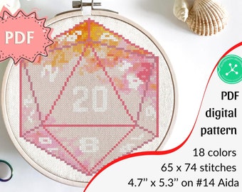D20 Cross Stitch Pattern - Etsy