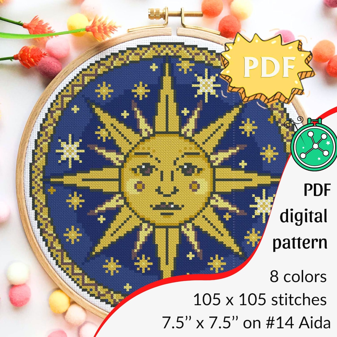 Evening Star Cross Stitch Pattern // Blue and Yellow Cross Stitch ...