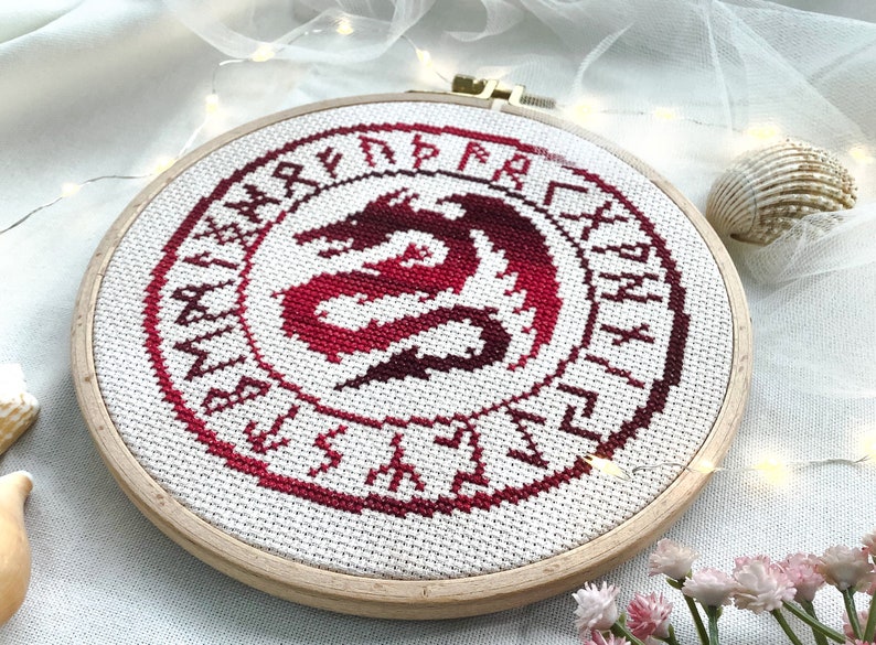 Runic Dragon Cross Stitch Pattern: Viking Nordic Folklore Inspired ...