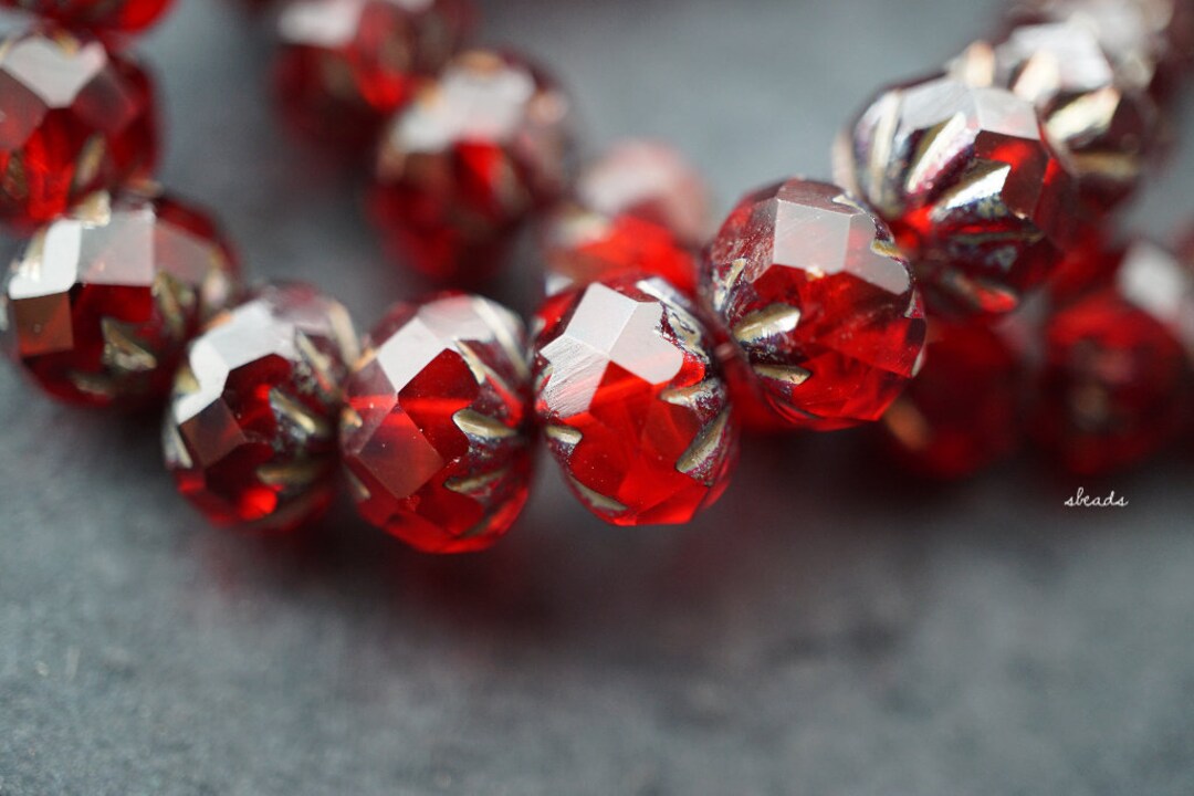 FREE SHIPPING Crimson Silk, Cruller Bead, Czech Beads, Beads 106-4sa - Etsy