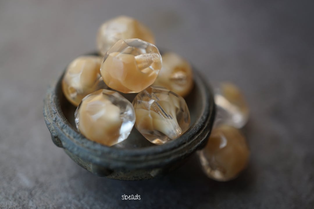 FREE SHIPPING Beige Infusion, Round Beads, Czech Beads, Beads,22-3sa - Etsy