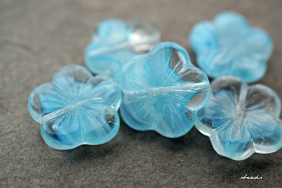 Crystal Blue Flowers Flower Beads Czech Beads Beads | Etsy