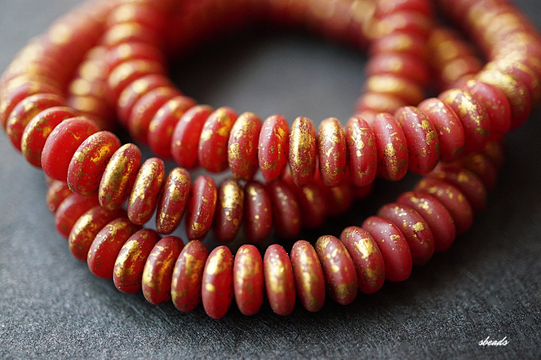 Red Silk Disc Beads Czech Beads Beads 111-3 - Etsy