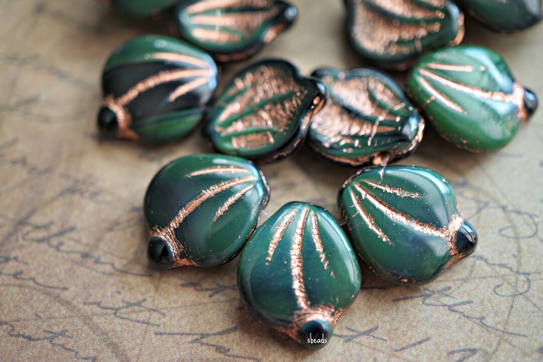FREE SHIPPING Garden Leaf, Leaf Beads, Czech Beads, Beads - Etsy