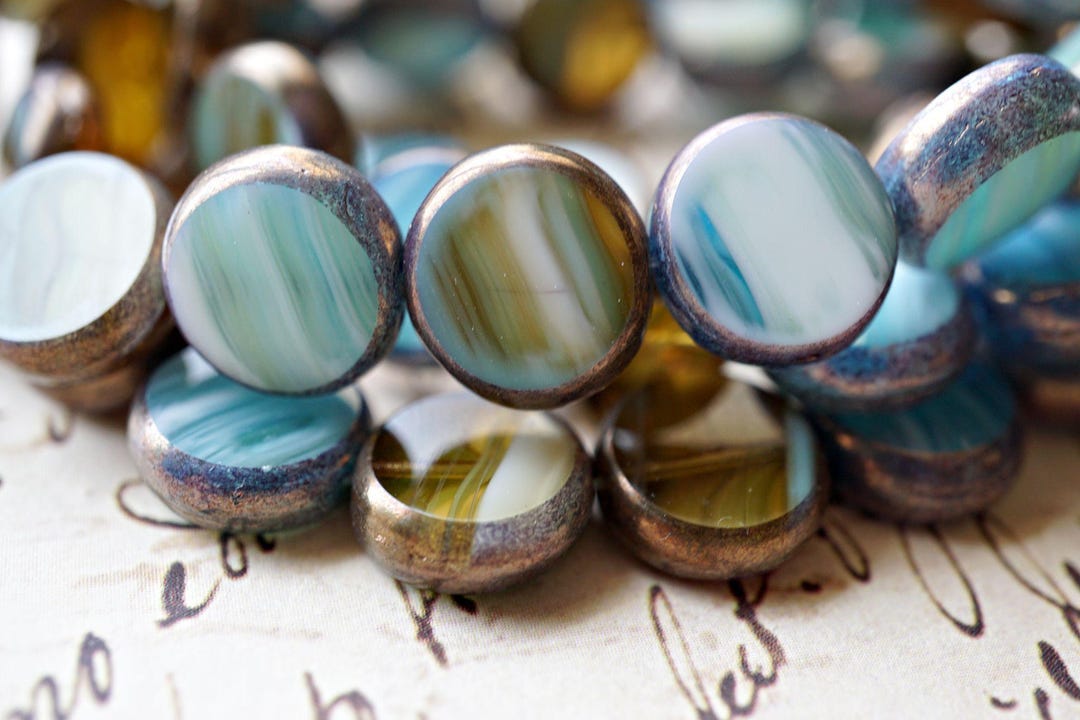 FREE SHIPPING Beach Bliss, Coin Beads, Czech Beads, Beads - Etsy