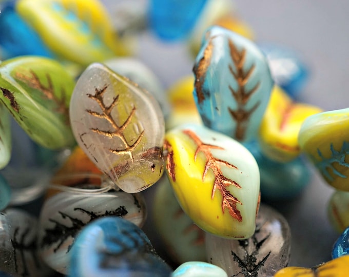 FREE SHIPPING Enchanted Grove, Leaf Beads, Czech Beads, Beads, 193-2sa ...