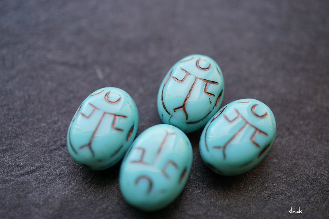 Egyptian Scarab, Scarab Beads, Czech Beads, Beads, 175-3sa - Etsy