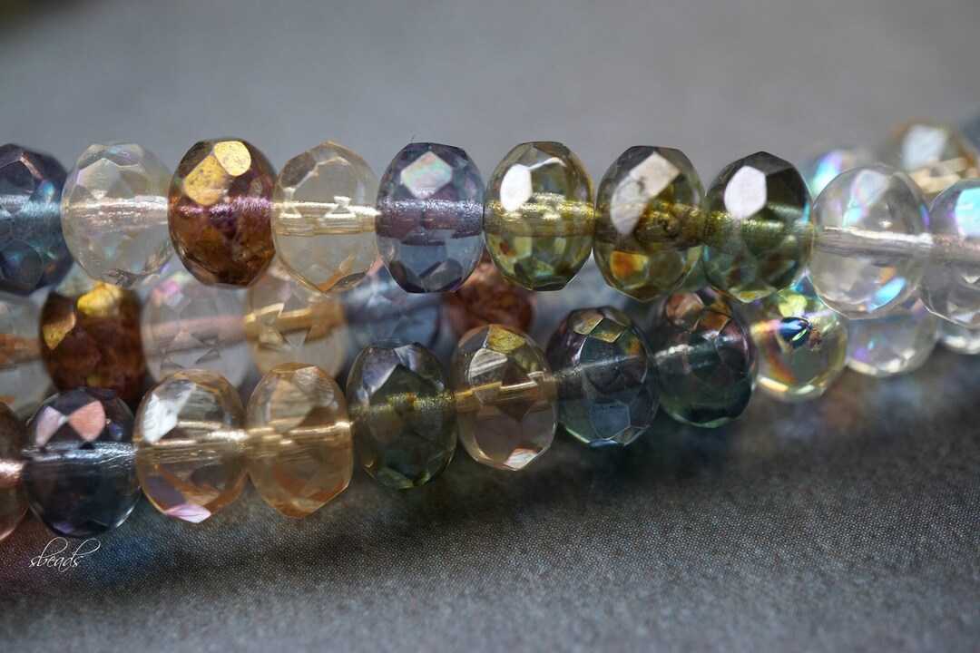 FREE SHIPPING Luster Mix, Czech Beads, Rondelle Beads, Beads - Etsy