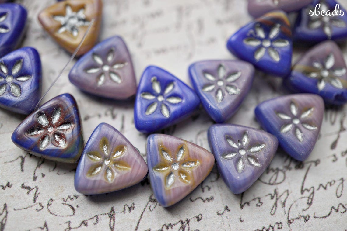FREE SHIPPING Whimsical Triangle, Triangle Beads, Czech Beads, Beads - Etsy