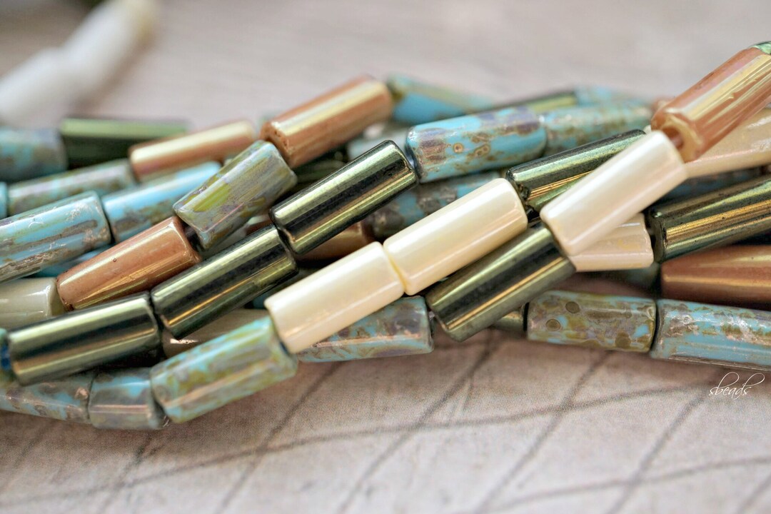 NEW Picasso Bugle Beads, Picasso Tube Mix, Czech Beads, 204-4, 204-2sa ...