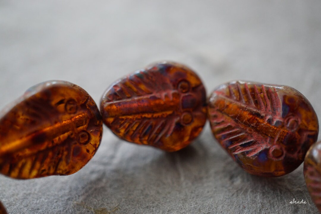 Lastones Dark Topaz Trilobites, Czech Beads, Nature Beads, Beads,74-4sa ...