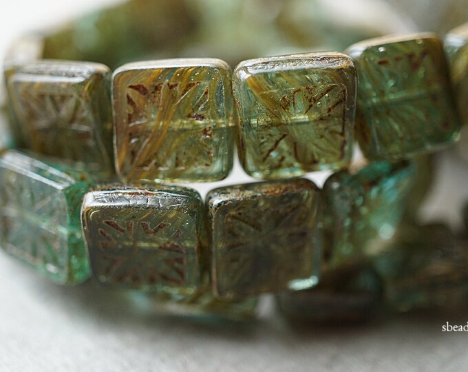 FREE SHIPPING Savannah Mosaics, Square Beads, Czech Beads, Beads, 52 ...