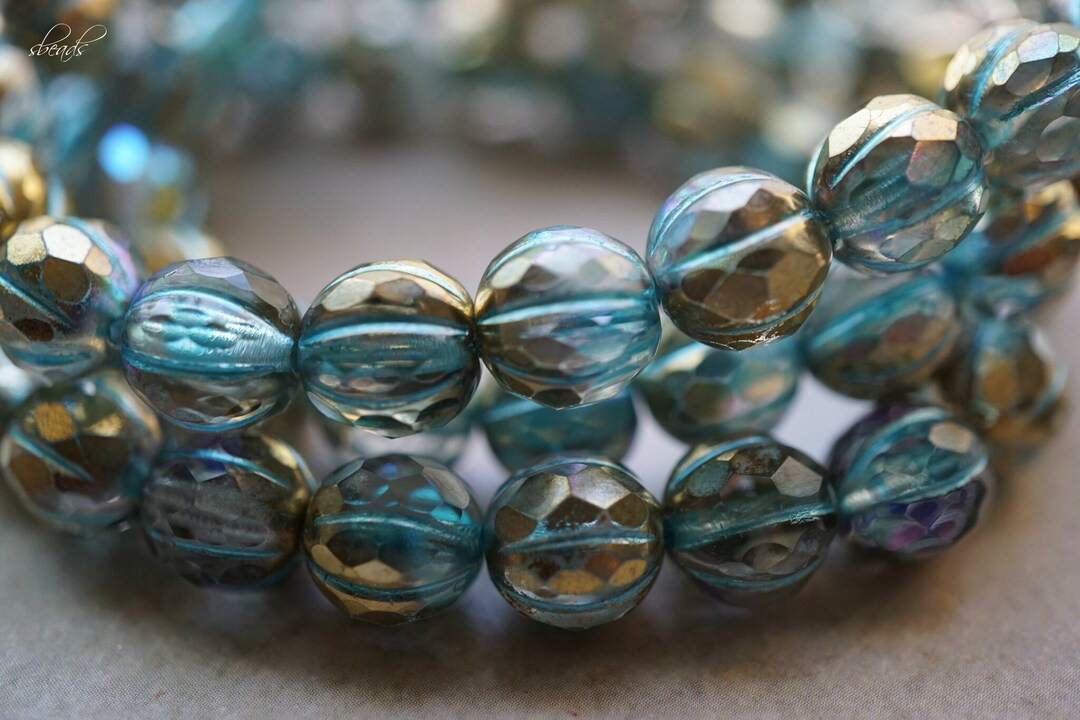 New..seagreen Melons, Czech Beads, Melon Beads, Beads, 140-5sa - Etsy