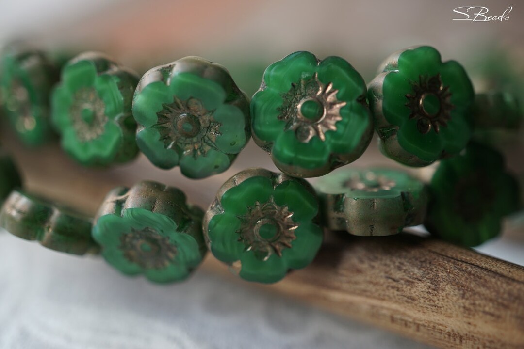 FREE SHIPPING Savannah Flowers, Flower Beads, Czech Beads, Beads, 92 ...