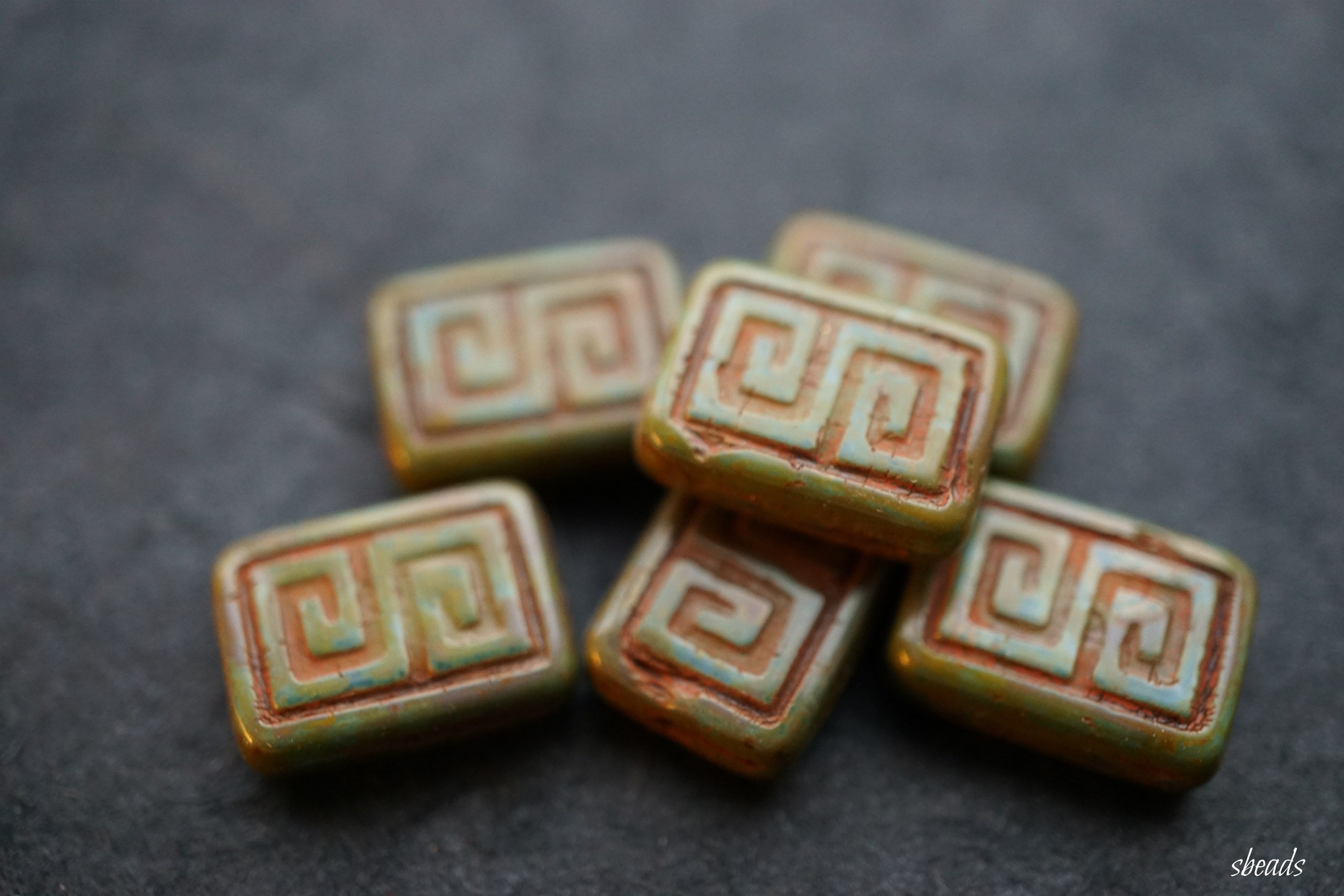 Lastones.ancient Greece Greek Symbol Beads Czech Beads - Etsy