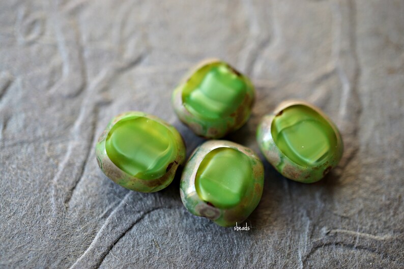 Savannah Green Oval Beads Czech Beads Beads57-5sb - Etsy