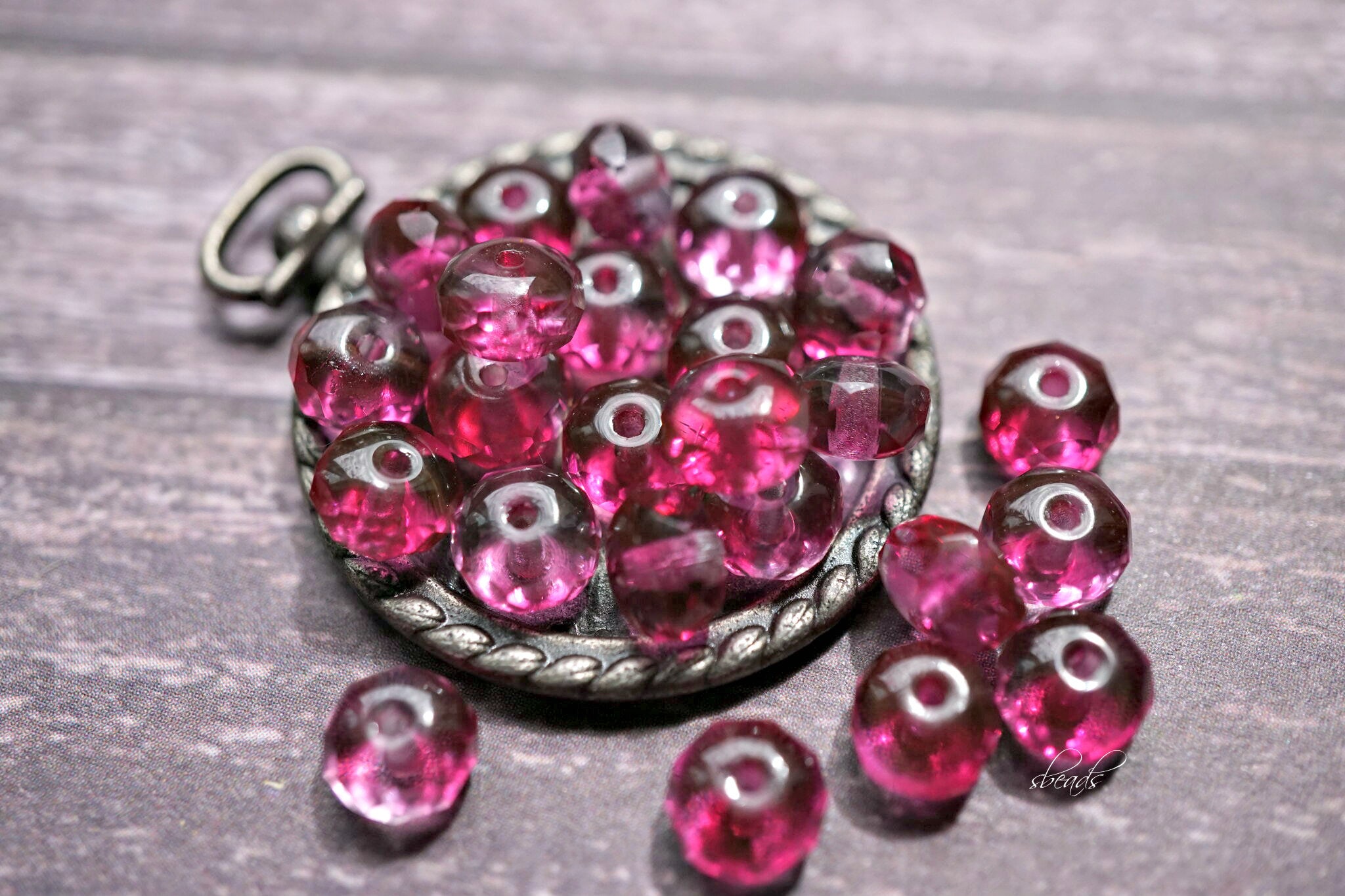 FREE SHIPPING Foxy Fuchsia, Rondelle Beads, Czech Beads, Beads, 163-2sa ...
