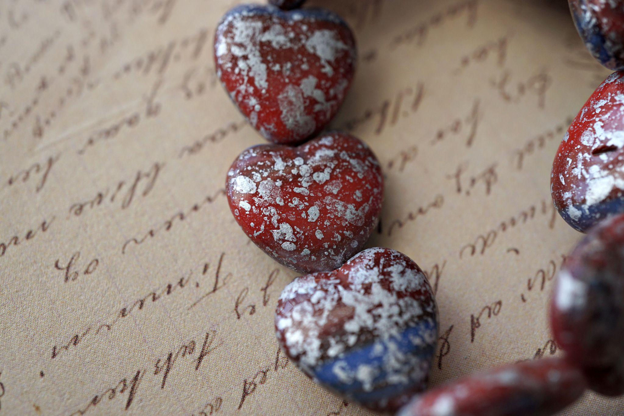 FREE SHIPPING Magical Luv, Heart Beads Czech Beads Green Glass Beads ...