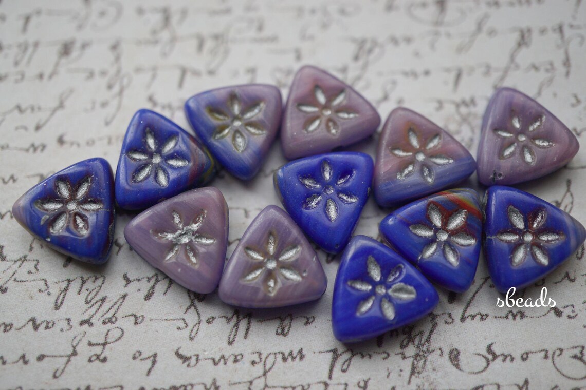 FREE SHIPPING Whimsical Triangle, Triangle Beads, Czech Beads, Beads - Etsy