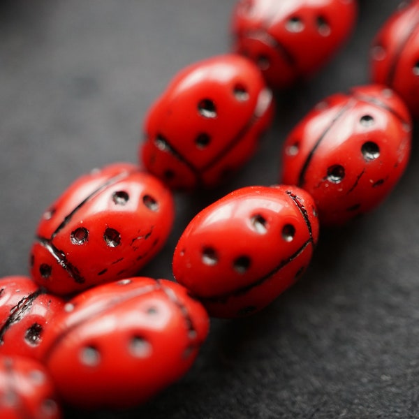 Ladybug Czech Beads - Etsy