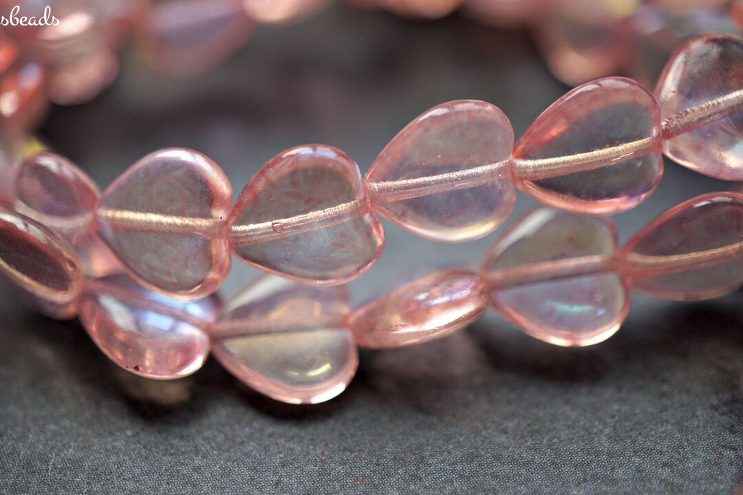 FREE SHIPPING Pink Luv, Heart Beads, Czech Beads, Beads - Etsy