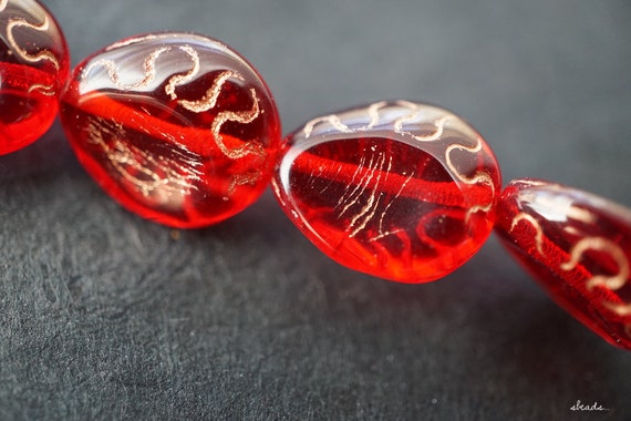 Red Drops Teardrop Beads Czech Beads Beads 75-1 | Etsy