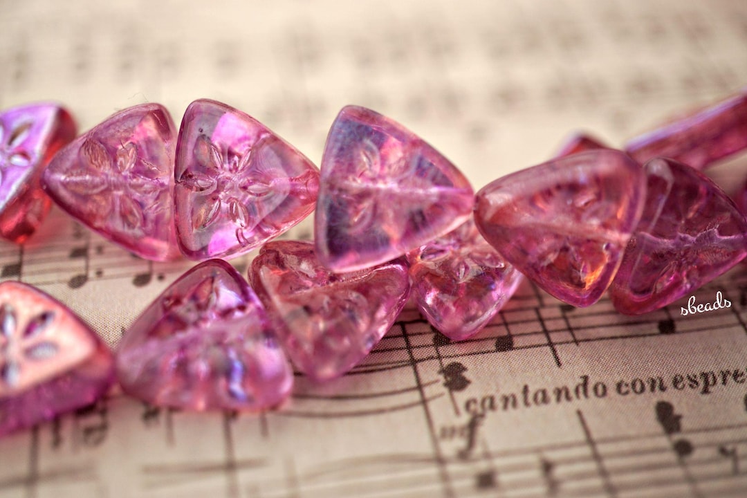 FREE SHIPPING Pink Bliss, Triangle Beads, Czech Beads, Beads, 156-2sa ...
