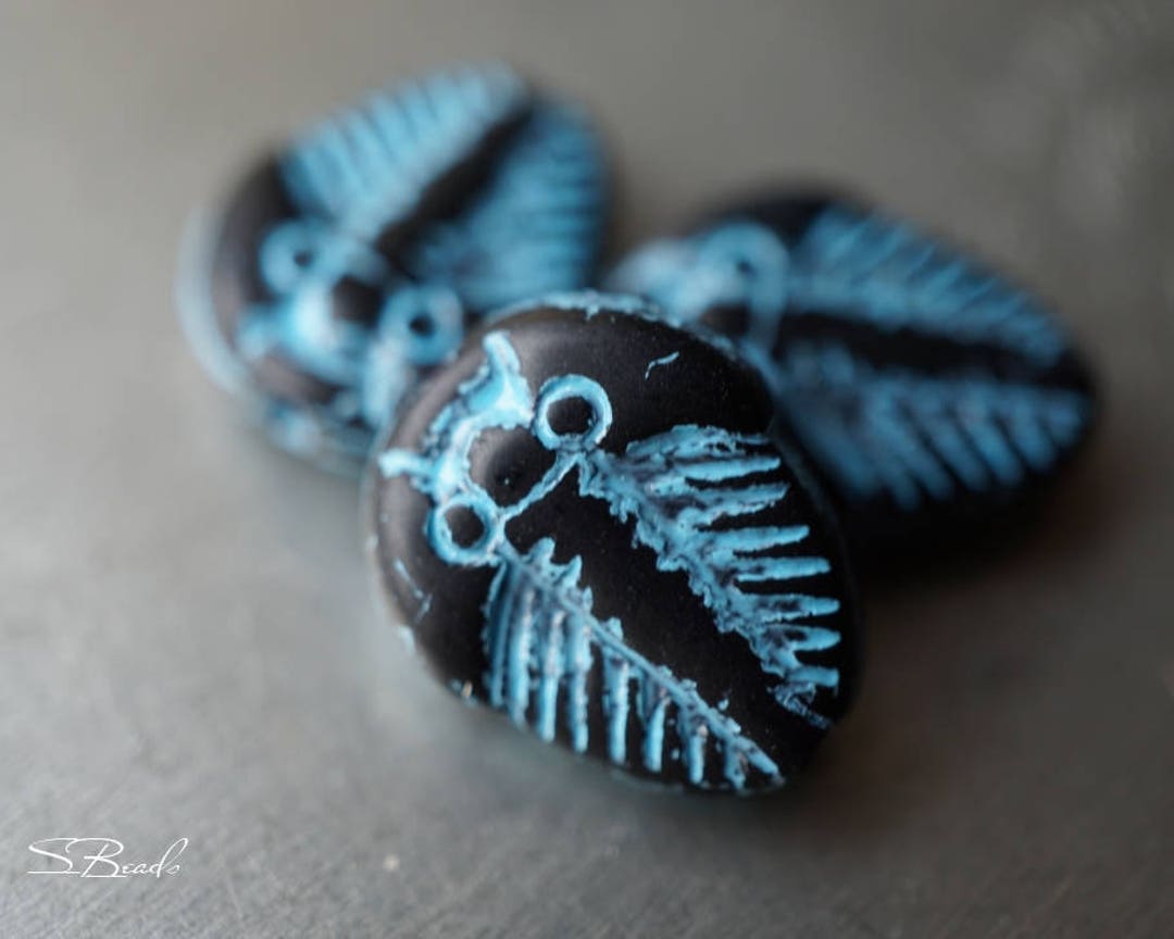 Urban Blue, Trilobite Beads, Czech Beads, Nature Jewelry, Beads, 12-1sb ...