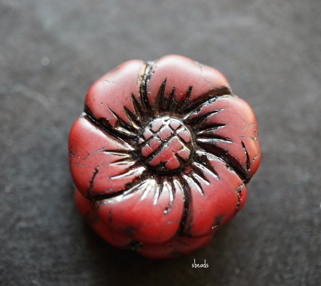 Dark Red Roses, Flower Beads, Czech Beads, 3-3sb, 1-5sa - Etsy
