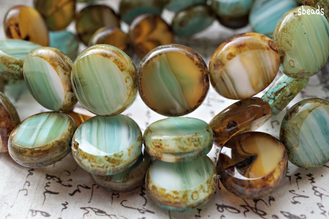 Lastones Savannah Marsh, Coin Beads, Czech Beads, Beads, 151-4sa - Etsy