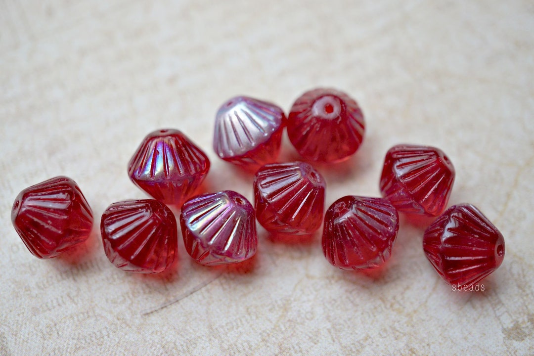 FREE SHIPPING Winter Red, Bicone Beads, Czech Beads, Beads, 202-1, 203 ...