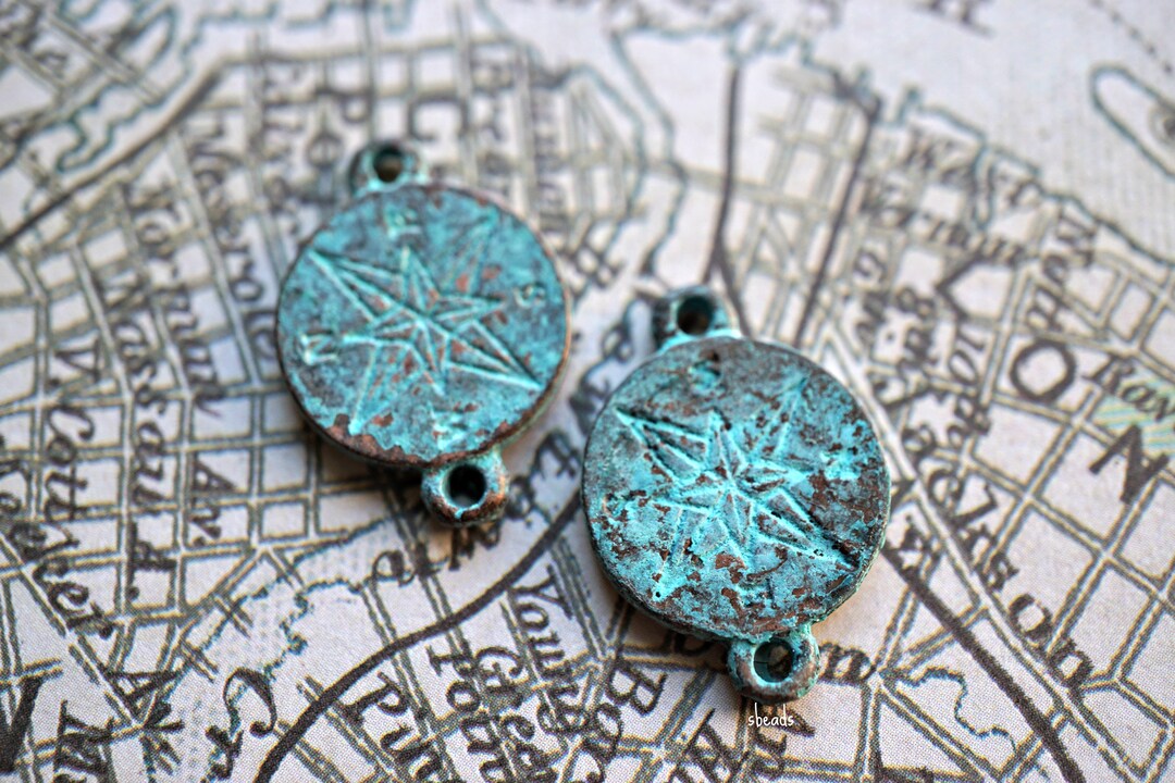 A Compass, Connector Charms, Mykonos, Beads, 99-1sb - Etsy