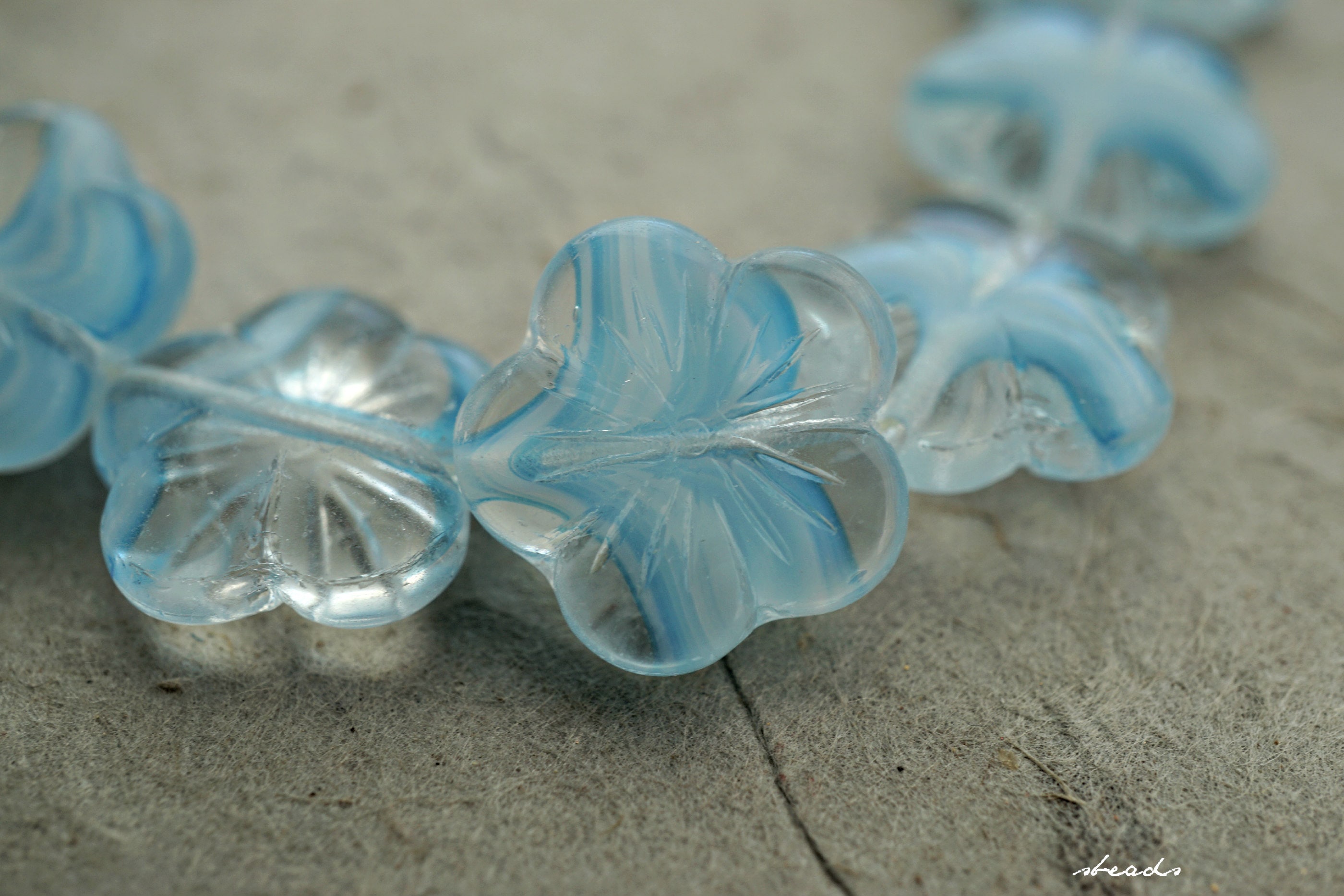 FREE SHIPPING Crystal Blue Flowers, Flower Beads, Czech Beads, Beads - Etsy