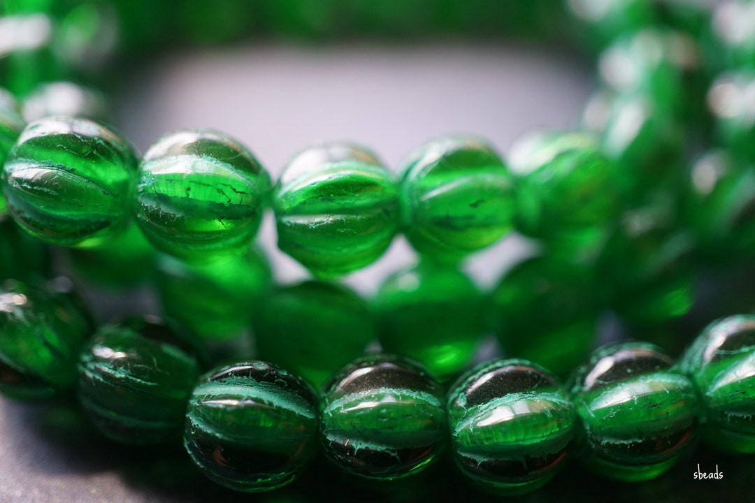 FREE SHIPPING Green Melons, Melon Beads, Czech Beads, Beads, 133-2sa - Etsy