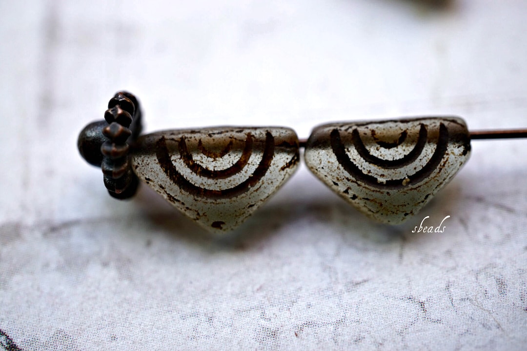 FREE SHIPPING Picasso Triangles, Triangle Beads, Czech Beads, Beads, 43 ...