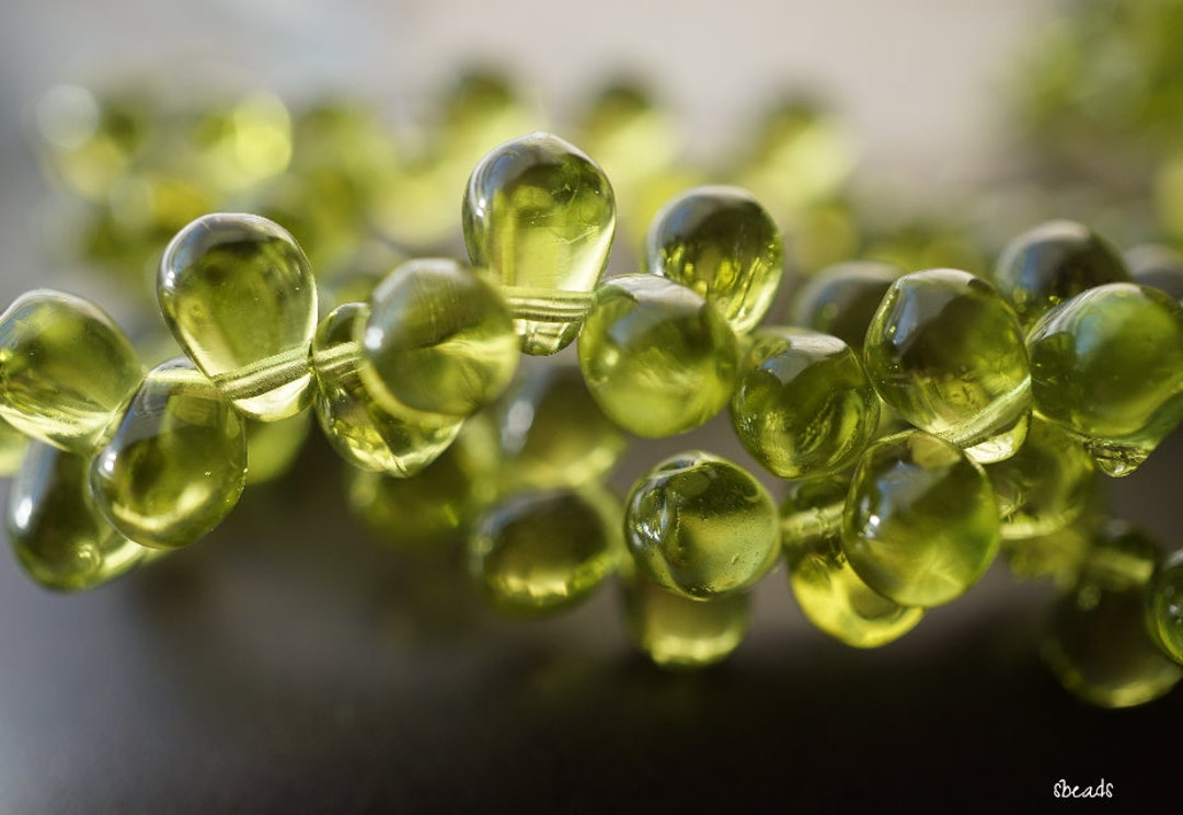 FREE SHIPPING Green Teardrops, Teardrop Beads, Czech Beads, Beads - Etsy