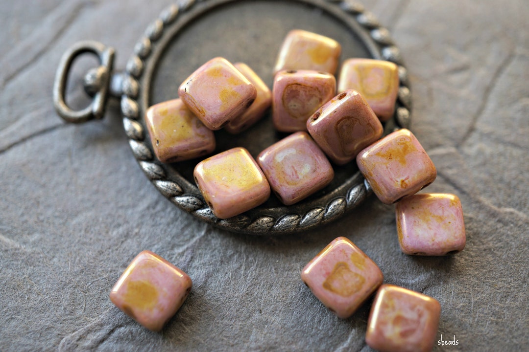 FREE SHIPPING Rosy Pink, Square Beads, Czech Beads, Beads, 5-3sa - Etsy